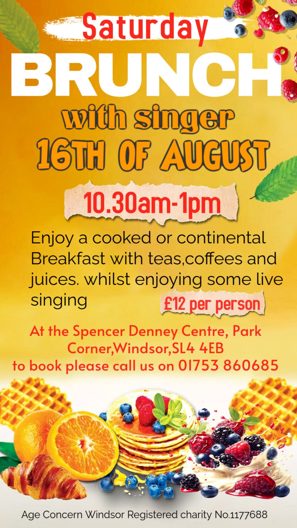 August Brunch Saturday 16th 10:30-13:00 | Age Concern Windsor